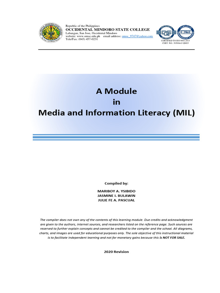 Media and Info Lit Module Lesson 1 | PDF | Communication | Nonverbal ...