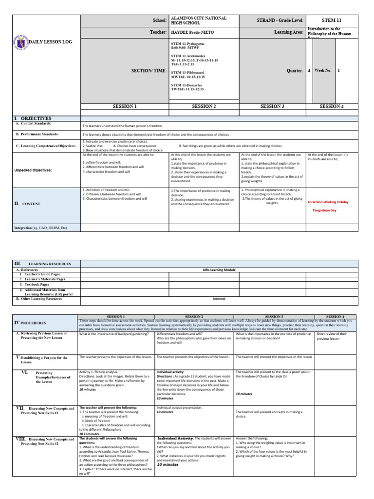 Q4-Wk-1-Philo-2023-2024 | PDF | Learning | Teachers