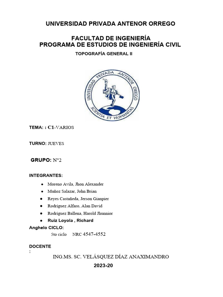 Componente 1 | PDF | Topografía | Medición