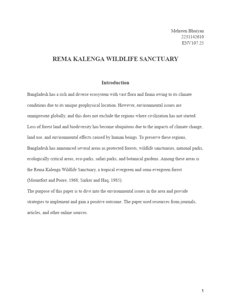 Rema Kalenga Wildlife Sanctuary Overview | PDF | Forests | Biodiversity