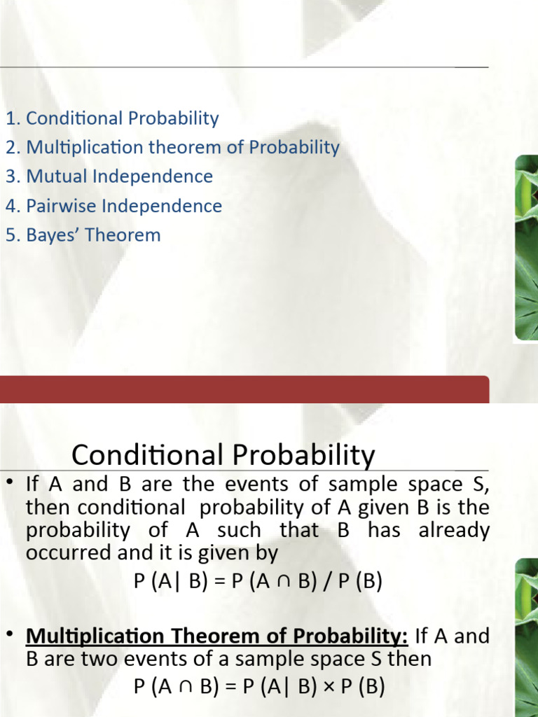 Unit 3 - Part 2 Conditional Probability | PDF | Odds | Mathematical Concepts
