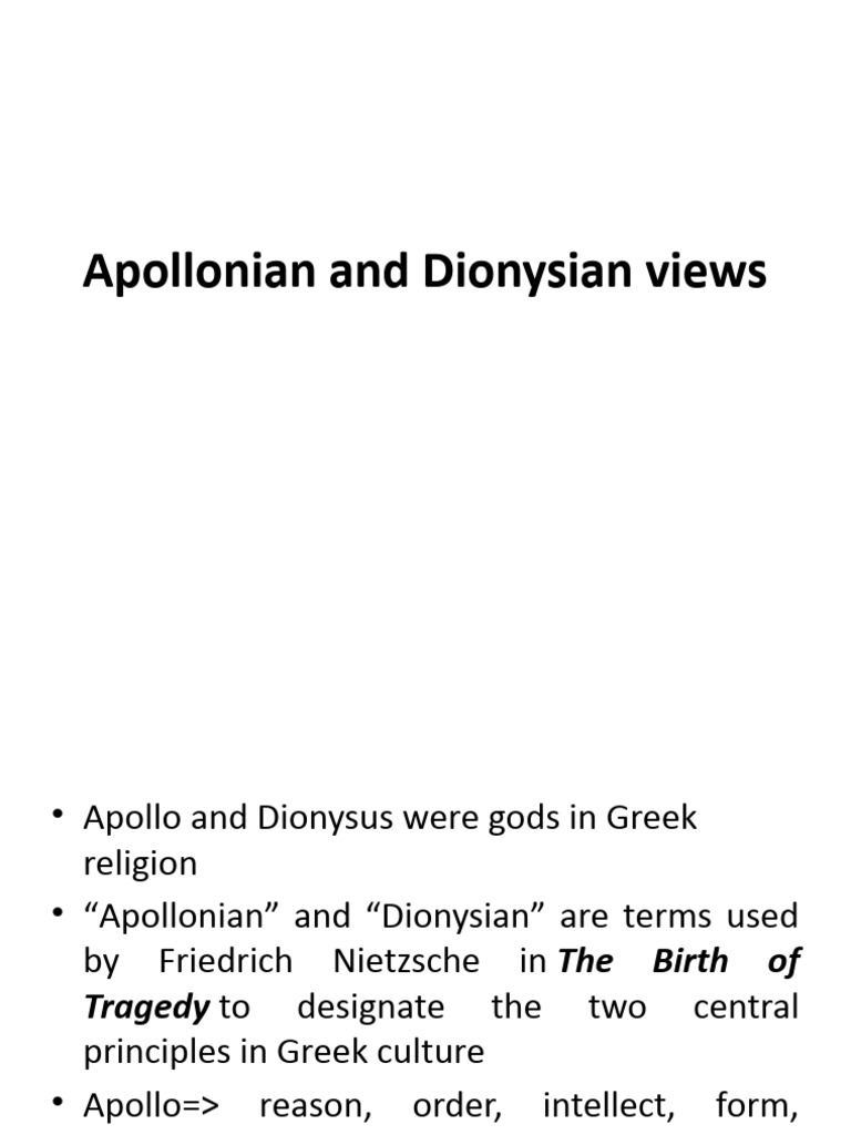 Apollonian and Dionysian Views | PDF