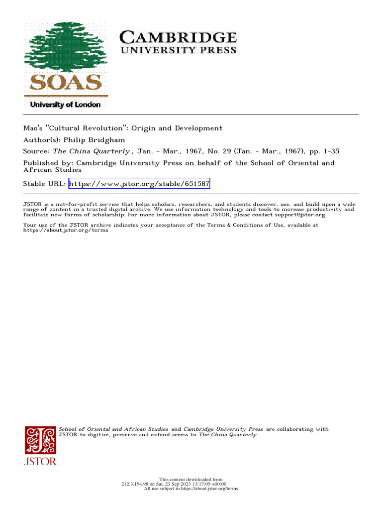 Mao's Cultural Revolution - Origin and Development | PDF | Mao Zedong ...