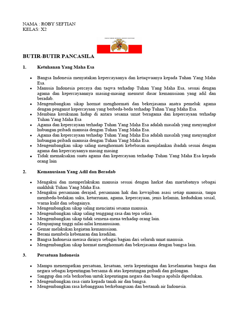 45 Butir Pancasila dan Pengamalannya | PDF