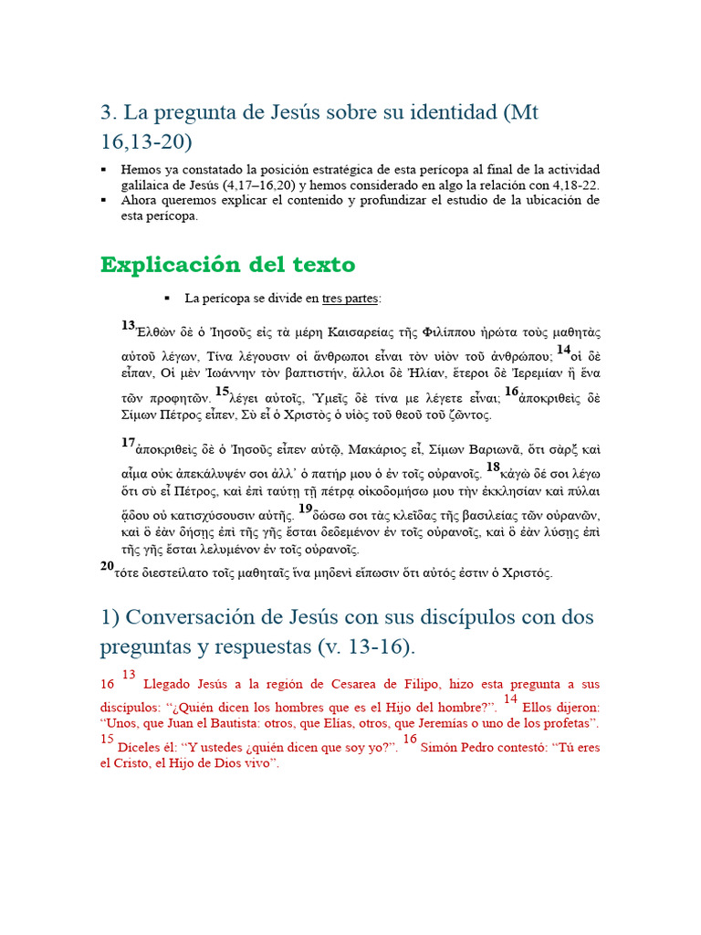04 La Pregunta de Jesús Sobre Su Identidad | PDF | Jesús | San Pedro