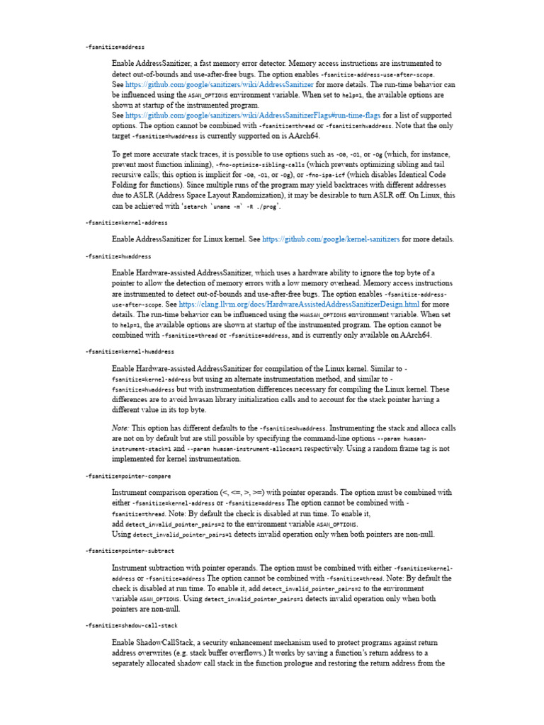 Instrumentation Options (Using The GNU Compiler Collection (GCC) ) | PDF | Pointer (Computer ...