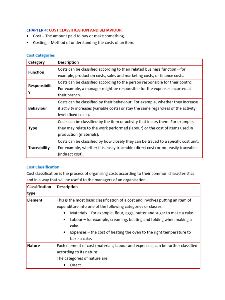 Chapter 4 - Cost Classification | PDF | Cost | Expense
