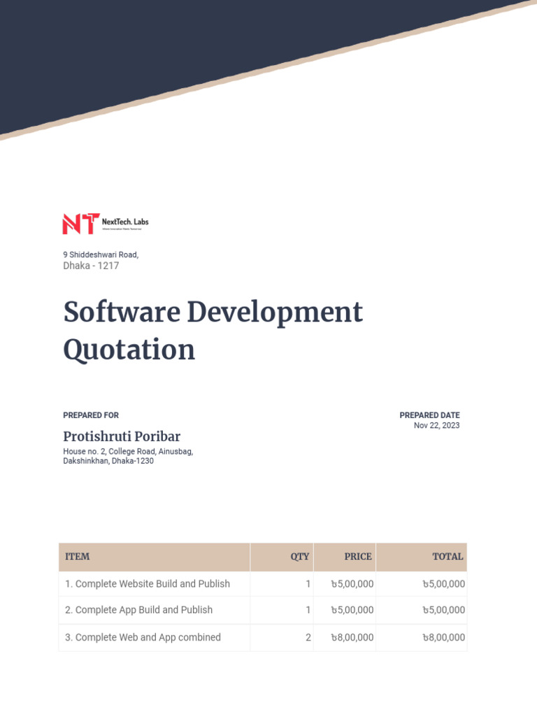 Development Quotation | Download Free PDF | Mobile App | Business