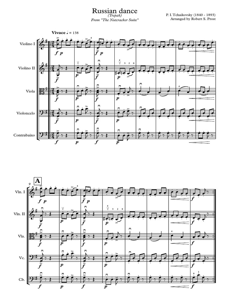 Russian Dance Trepak From The Nutcracker Suite Tchaikovsky Partitura | PDF