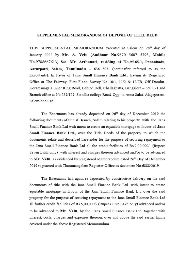 Supplement Modt Model | PDF | Financial Services | Real Property Law