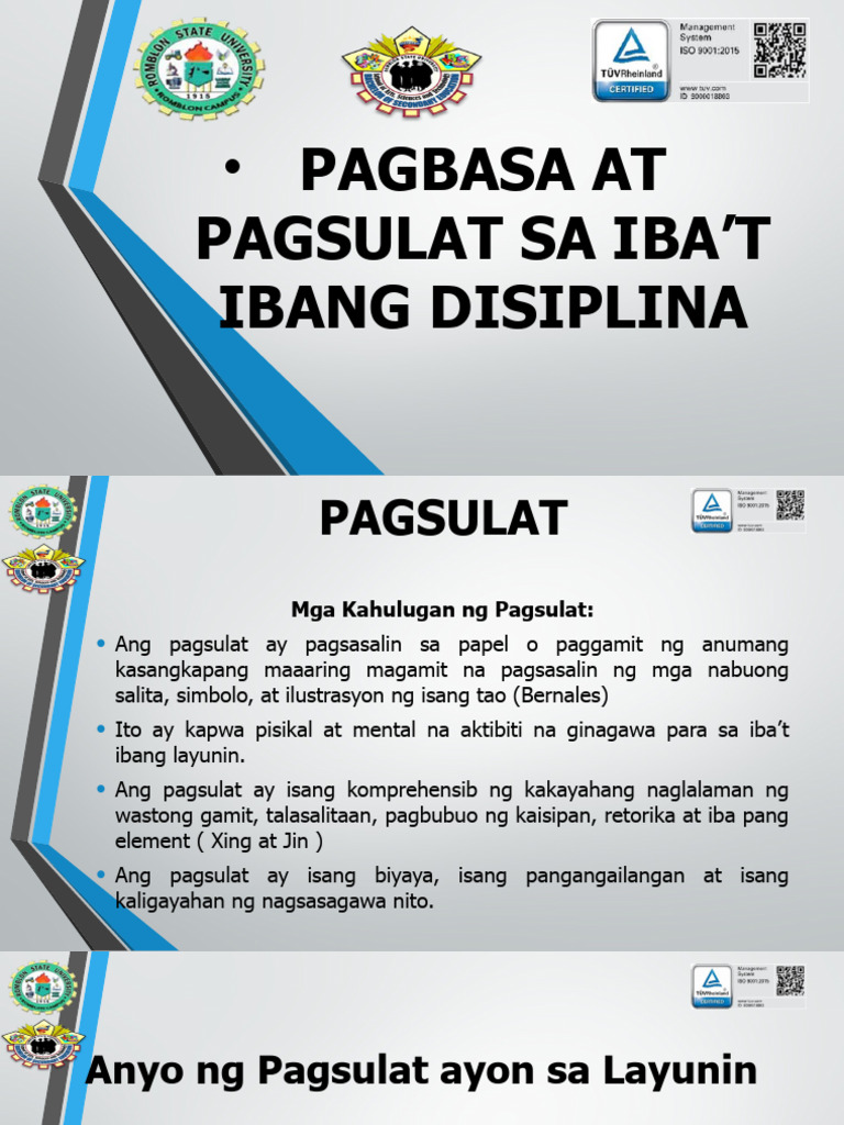 Pagbasa at Pagsulat Sa Ibat Ibang Disiplina | PDF