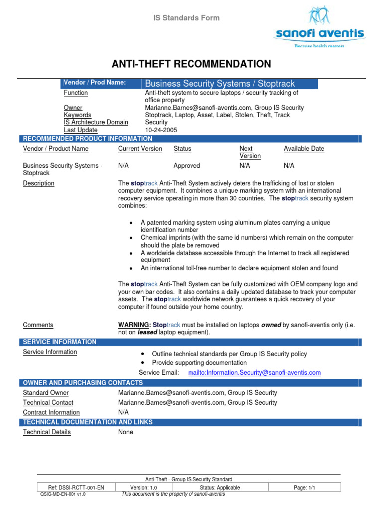 Anti-Theft Recommendation | PDF | Information Technology | Computing