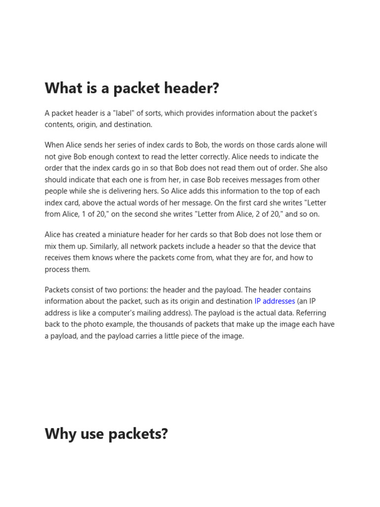 Packet For Data IV | PDF | Internet Protocols | Computer Network