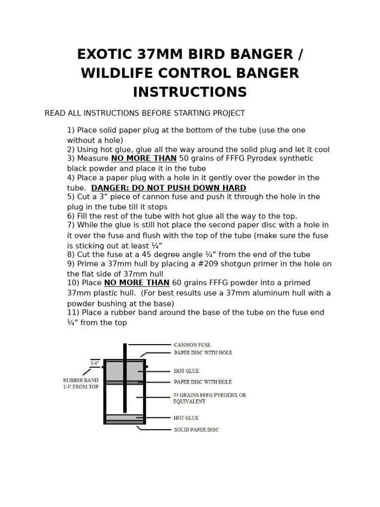 37mm Bird Banger Assembly Guide | PDF | Home & Garden