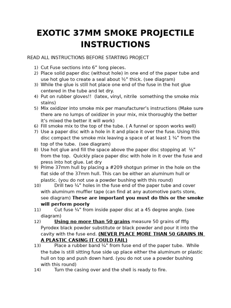 37MM Smoke Projectile Instructions | PDF | Flight | Ballistics