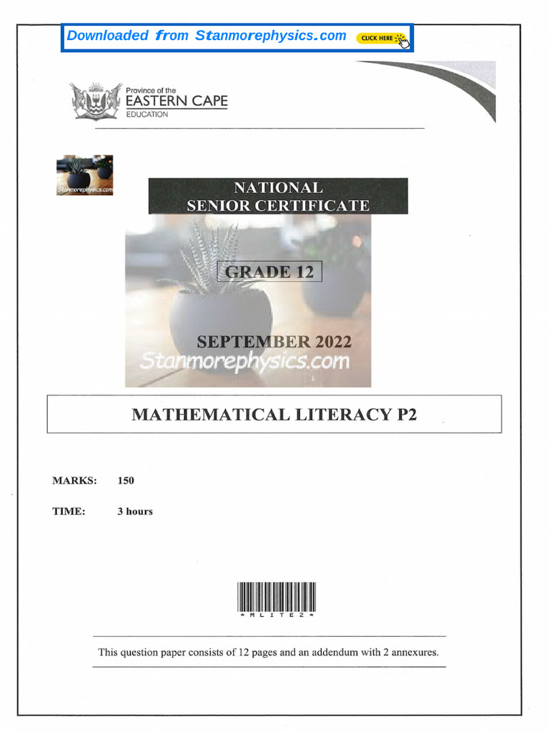 EC Maths Literacy Grade 12 SEPT P2 and Memo | PDF