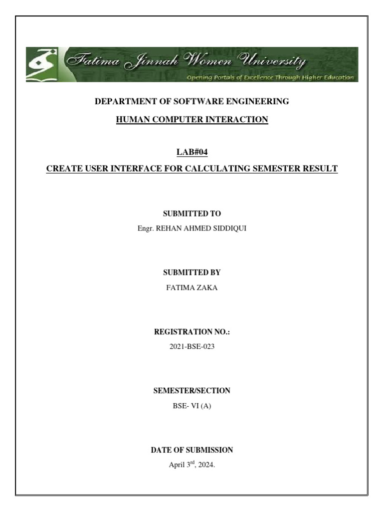 Fatima - Zaka - 023 Lab04 | PDF | Computer Science | Computer Programming