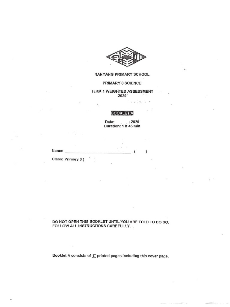 P6 Science 2020 SA1 Nanyang Exam Paper | PDF