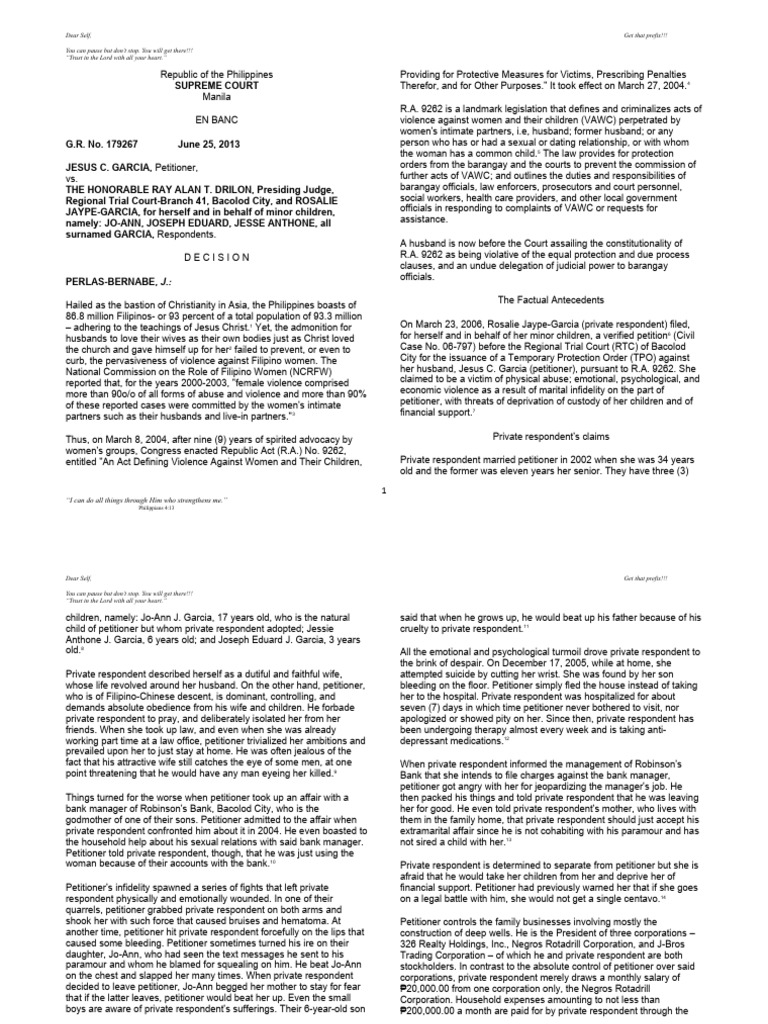 Garcia Vs Drilon, 179267 | PDF | Injunction | Lawsuit