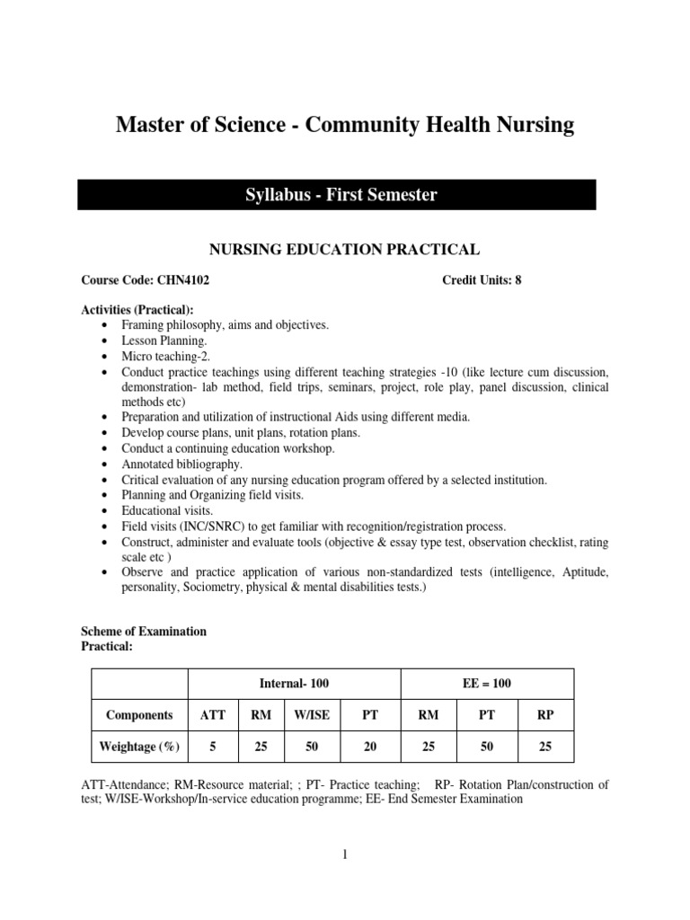 Community Health Nursing Course Overview | PDF | Statistics | Methodology