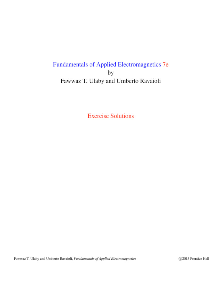Exercise Solutions Applied Electromagnetics 7e By Ulaby And Pdf 