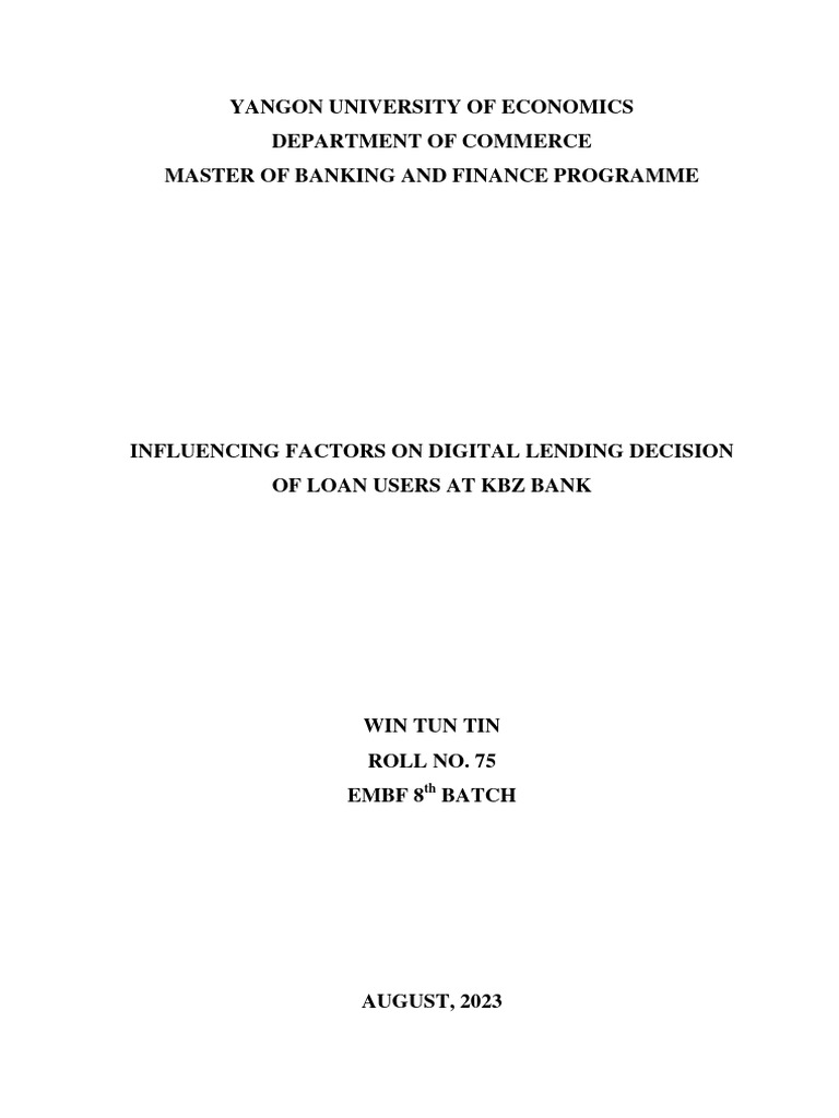 Win Tun Tin Roll No. 75 Embf 8th Batch | PDF | Attitude (Psychology) | Loans