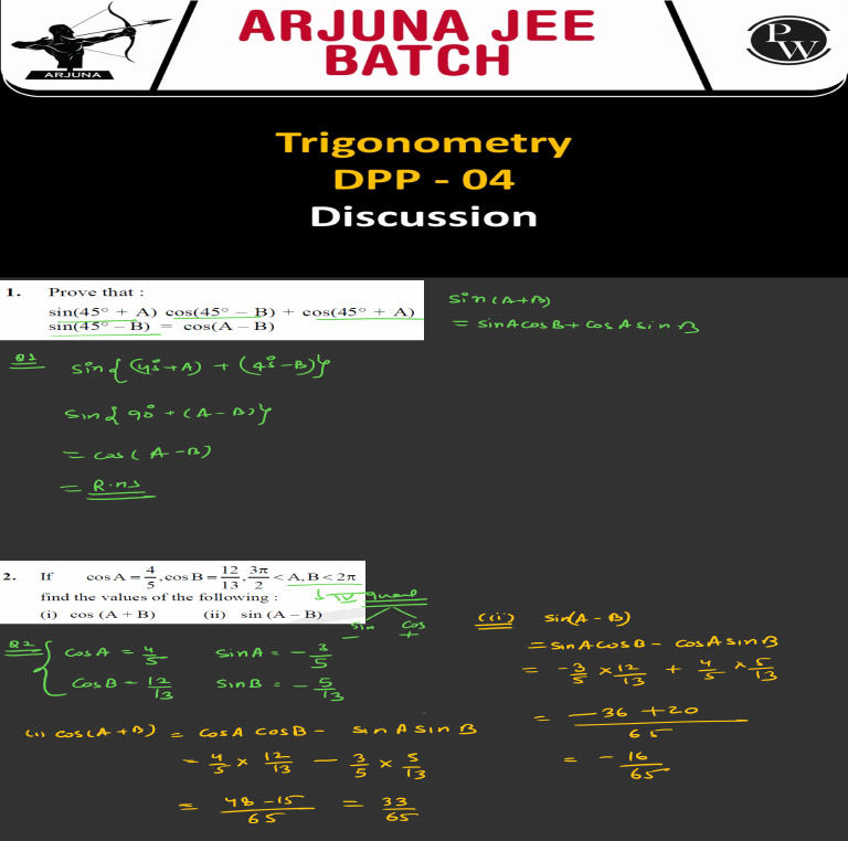Trigonometry _ DPP 04 Solution Notes | PDF Trigonometry _ DPP 04 Solution Notes | PDF