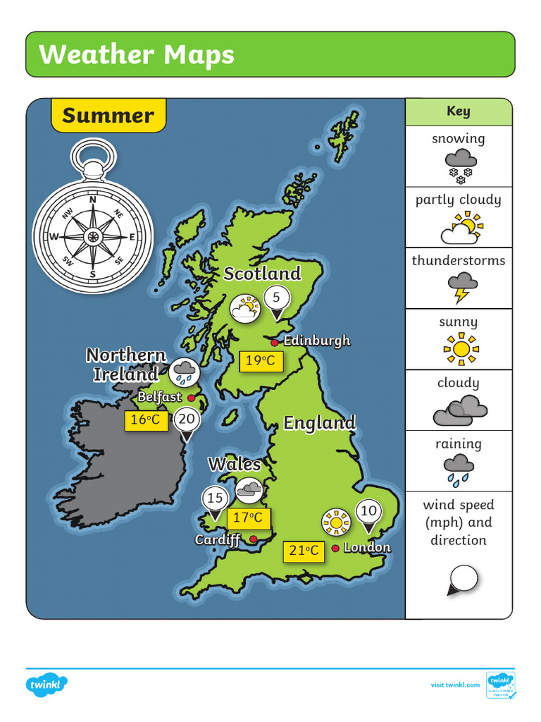 UK Weather Maps for Kids | PDF | Weather | Wound