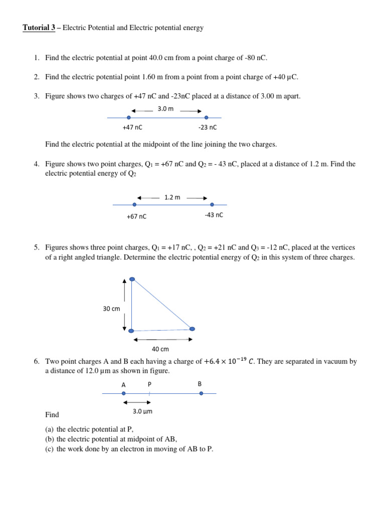 Electric Potential and Energy Calculations | PDF | Circle | Electric Field