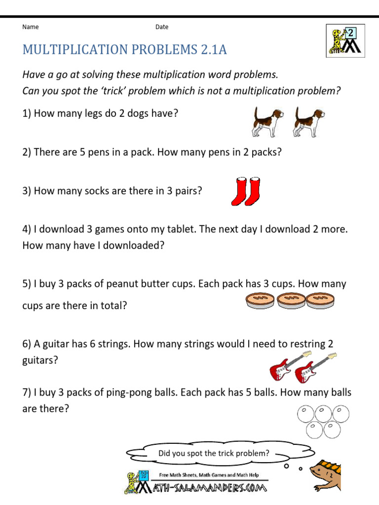 2.1 Multiplication Word Problems | PDF | Games & Activities | Teaching ...