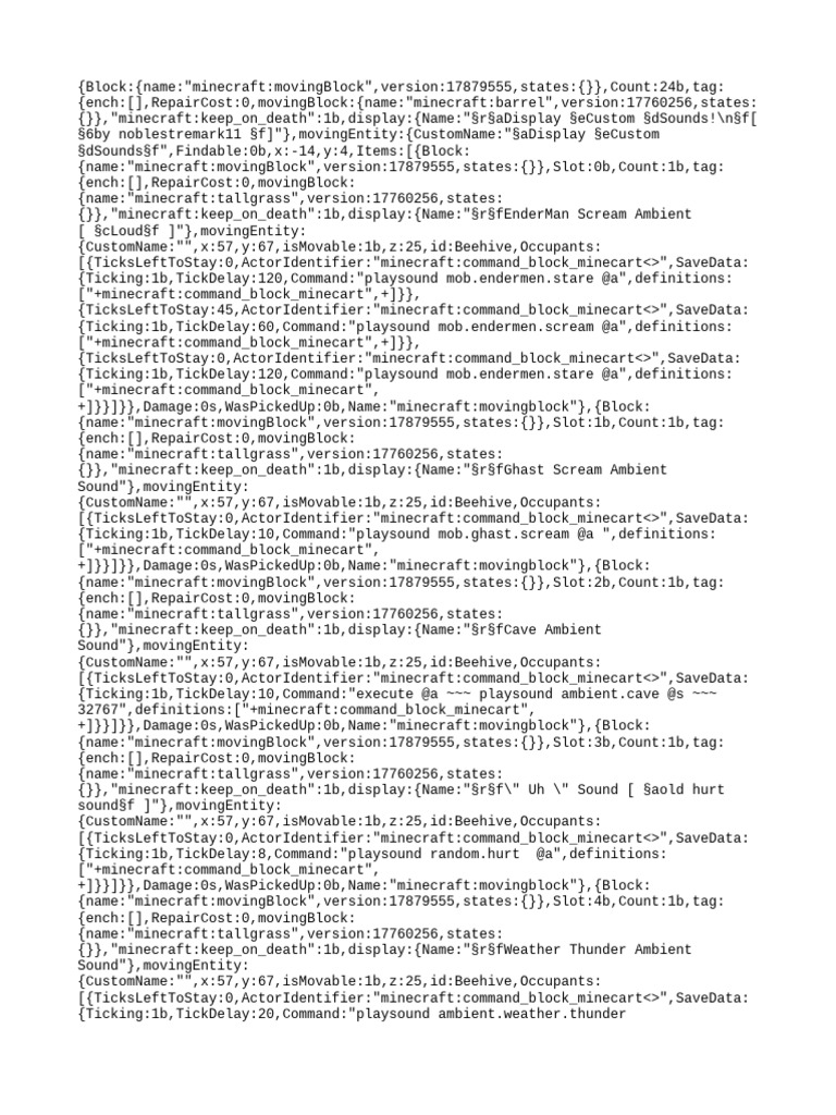 Custom - Ambient - Sounds - (#) - Mcpe NBT | PDF