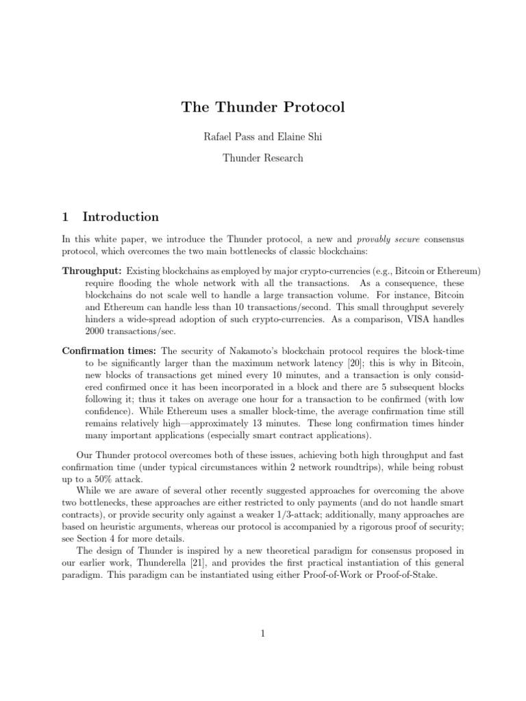 Thunder Whitepaper | PDF | Cryptocurrency | Computing