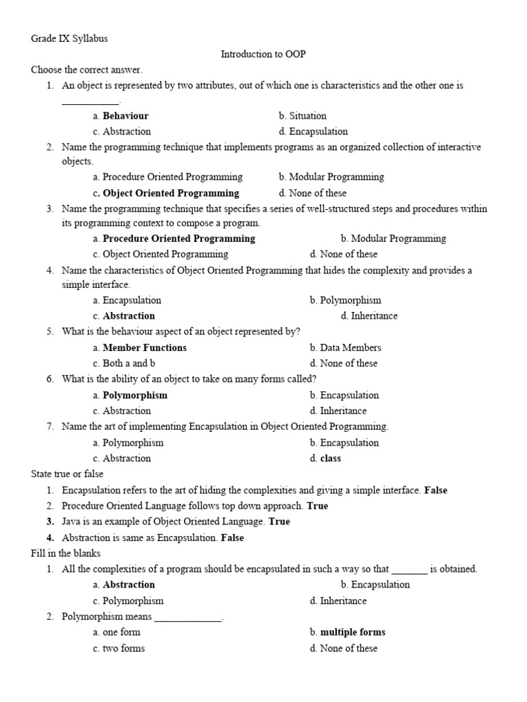 Set2 MCQ Answers | Download Free PDF | Java (Programming Language) | Object Oriented Programming