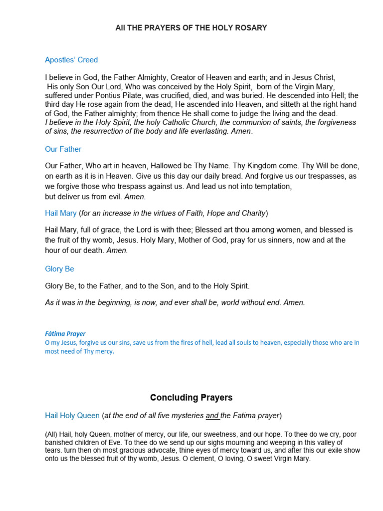 Rosary Prayers And Devotions Pdf Lord S Prayer God The Father