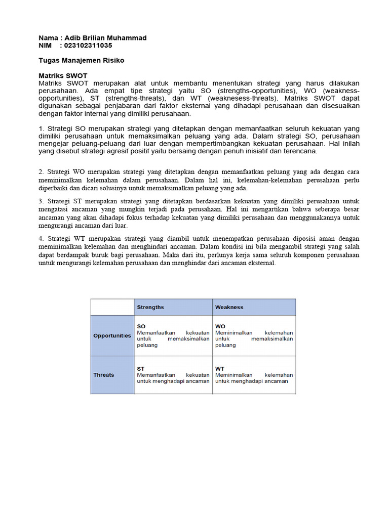 Tugas Manajemen Risiko Adib Brilian Muhammad (023102311035) - Tehnik Kualitatif Dan Kuantitatif ...