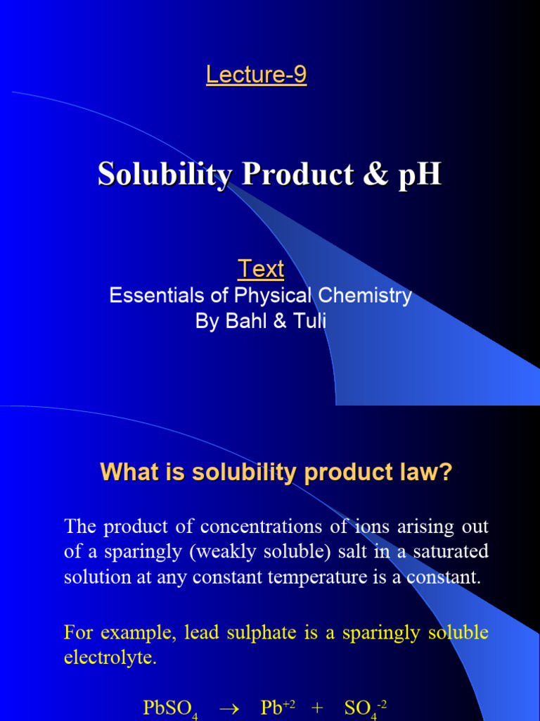 Solubility Product & PH | PDF | Ph | Solubility