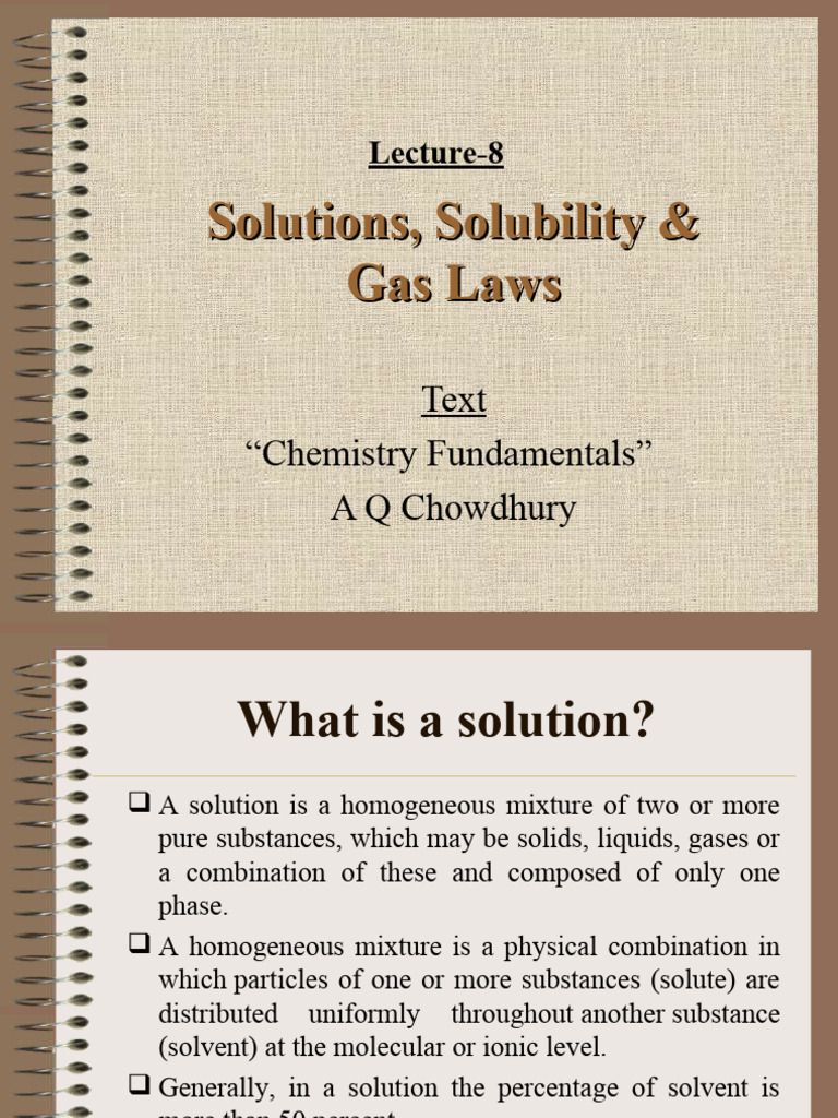 Solutions, Solubility & Gas Laws | Download Free PDF | Solvation | Solubility