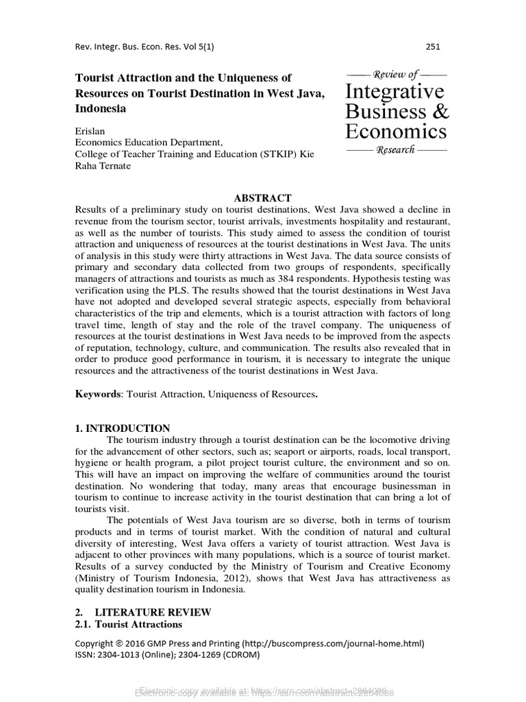 Tourist Attraction and The Uniqueness of Resources On Tourist ...