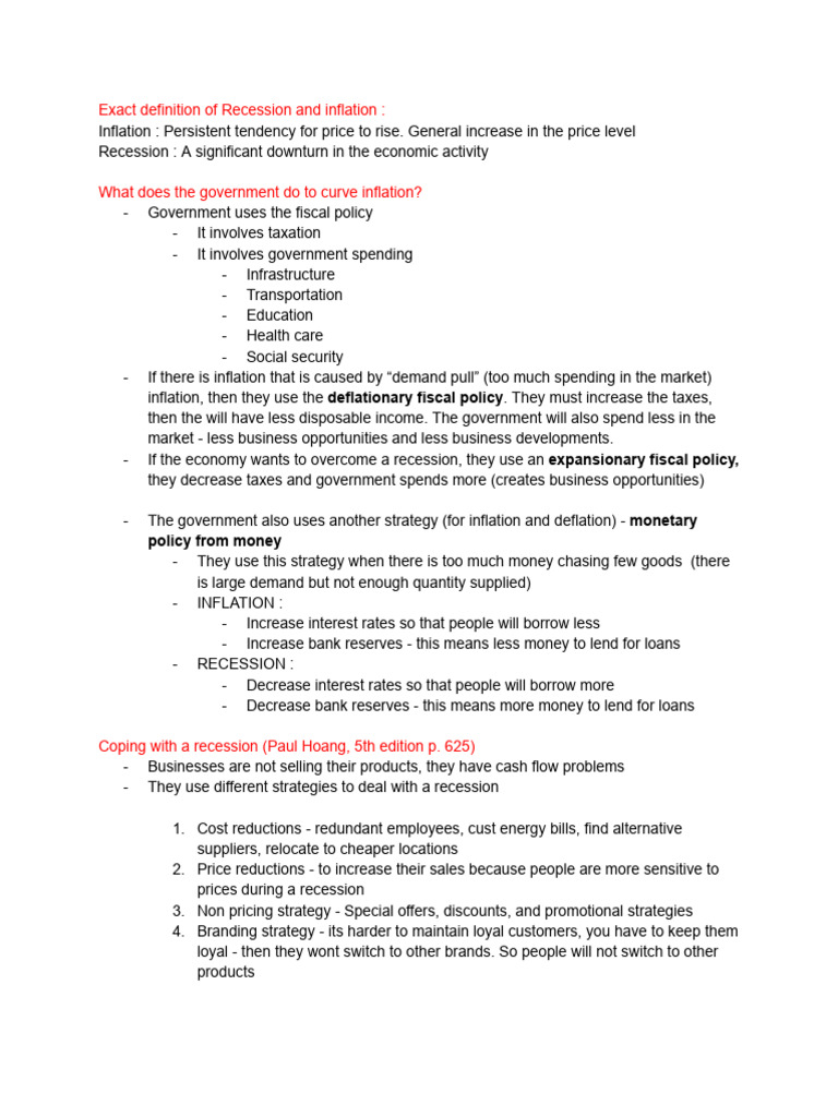 Understanding Recession and Inflation Dynamics | PDF | Recession ...