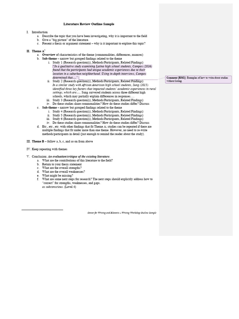 Literature Review Outline | PDF | Inquiry | Scientific Method