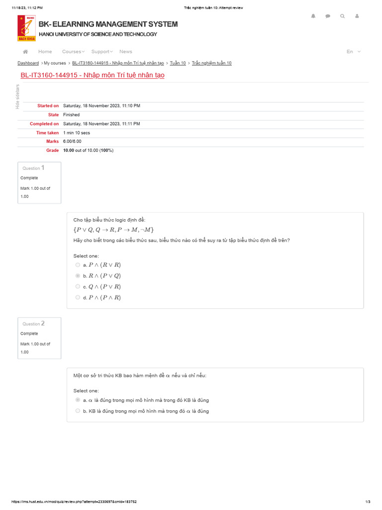 Intro AI Week 10 | PDF