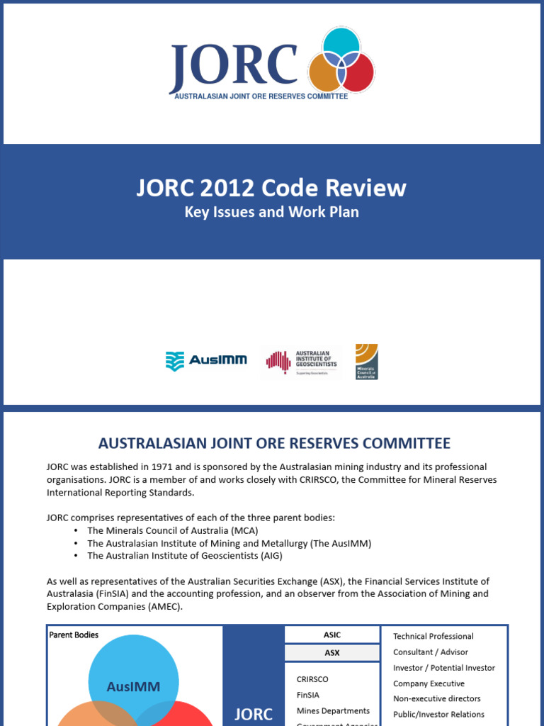 AusIMM - JORC Review Presentation - International Webinar Series | PDF ...