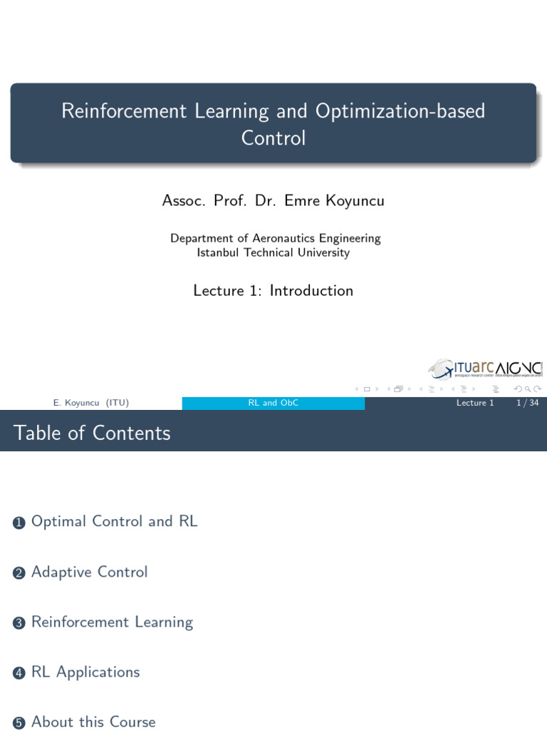 RL and ObC Lecture 1 | Download Free PDF | Control Theory | Applied Mathematics