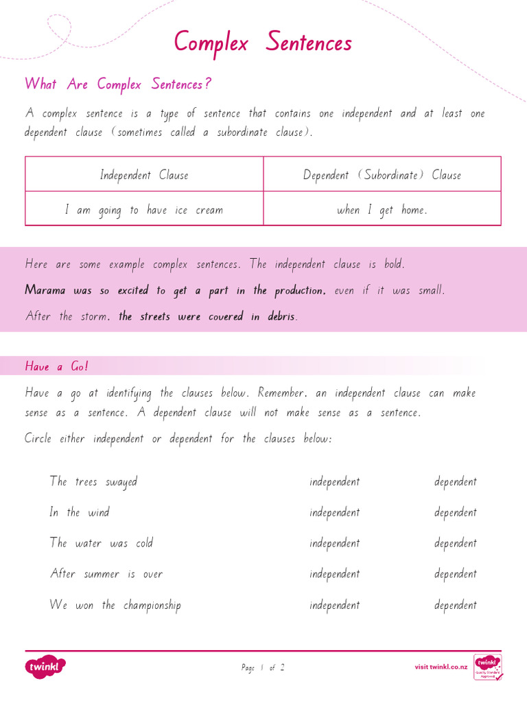 Complex sentences | PDF | Clause | Sentence (Linguistics)