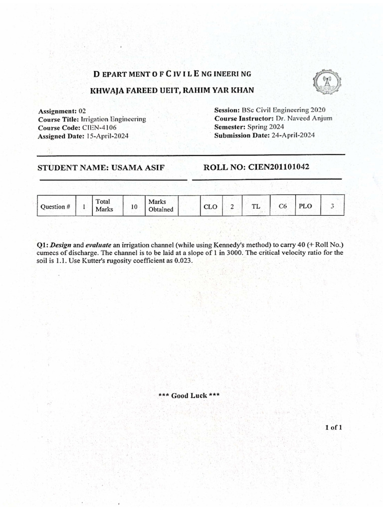 IE Assignment 2 Usama Asif Roll No 42 | PDF