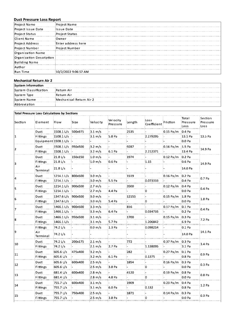 Pressure Loss Report | PDF