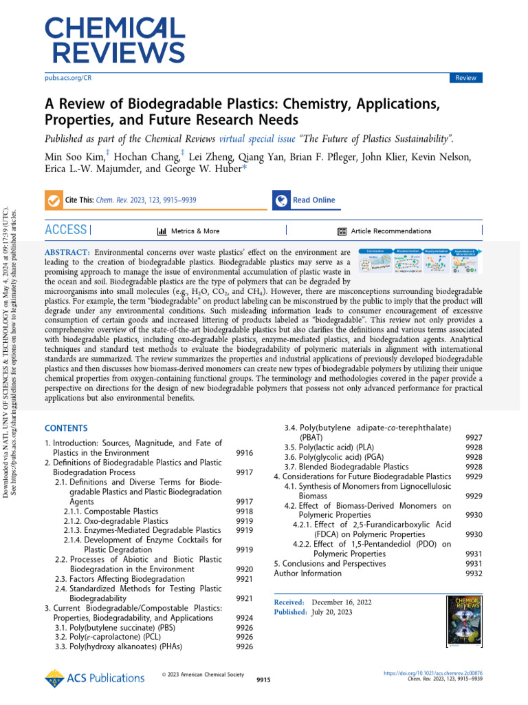 Biodegradable Plastics Overview | PDF | Biodegradation | Plastic