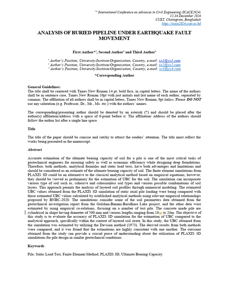 Abstract Template ICACE 2024 Reviewed by Syfullah | PDF | Deep Foundation | Simulation