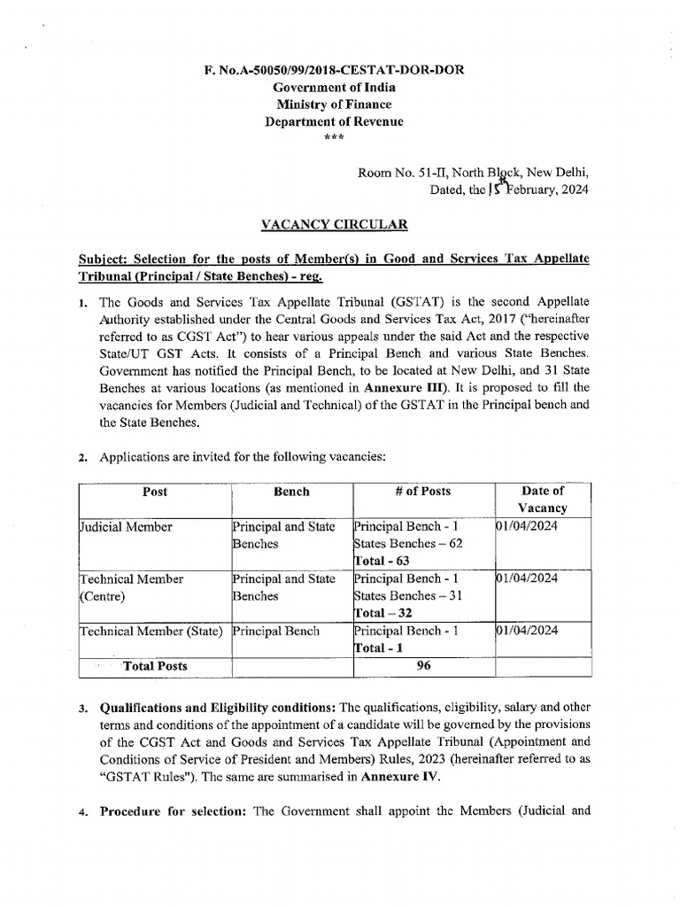 Vacancy Circular - 1 | PDF