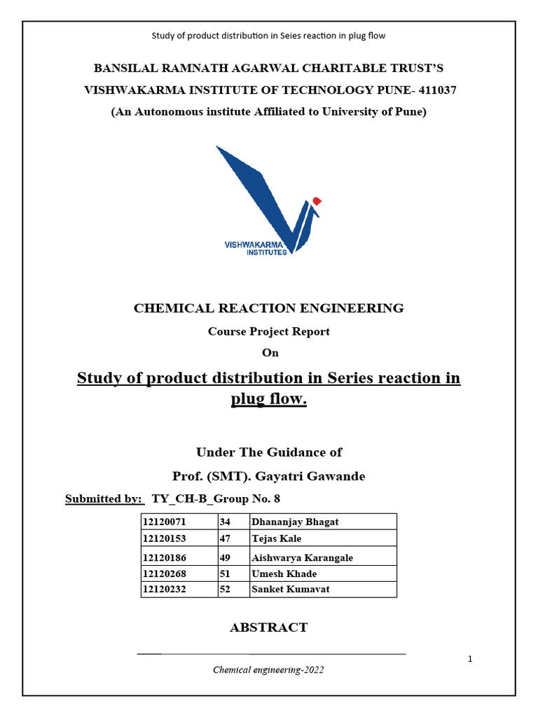 Group No 8. CRK Course Project Report | PDF | Reaction Rate | Chemical ...